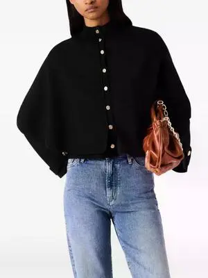 Maje Cape-overlay Button-up Cardigan - Brown