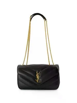 Saint Laurent Loulou Small In Matelassé Lambskin Shoulder Bag - Black