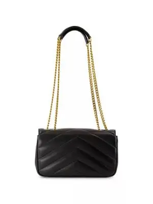 Saint Laurent Loulou Small In Matelassé Lambskin Shoulder Bag - Black