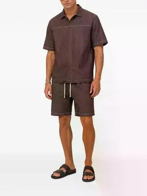 HAMZA Contrast-stitch Denim Shorts