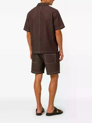 HAMZA Contrast-stitch Denim Shorts