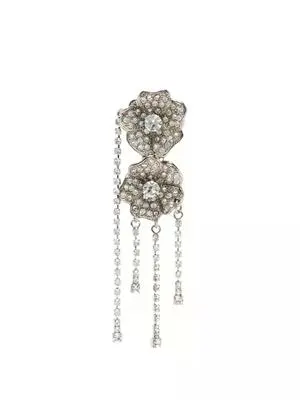 Alessandra Rich Crystal-embellished Floral-motif Earrings - Silver