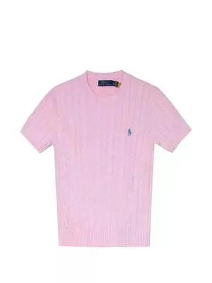 Polo Ralph Lauren Cable-knit Short-sleeve Top - Pink
