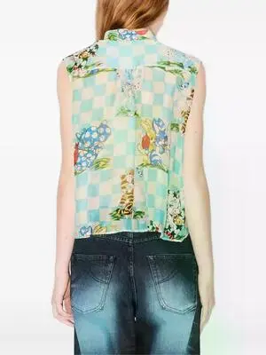 Kenzo Checkered Lace-up Top