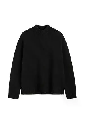 Chinti & Parker Funnel-neck Ribbed-trim Sweater - Black