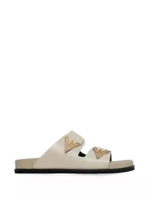 VANDA NOVAK Double Strap Logo Plaque Sandals