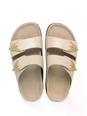 VANDA NOVAK Double Strap Logo Plaque Sandals