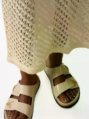 VANDA NOVAK Double Strap Logo Plaque Sandals