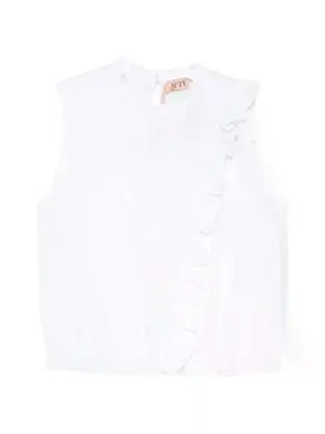 N°21 Ruffled Sleeveless Blouse - White