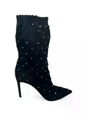 Red Valentino Studded Suede Boots - Black