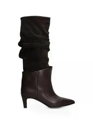 STRATEGIA SHOES Pointed-toe Slouchy Knee-high Boots - Brown