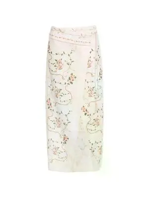 Agua Bendita Tierra Navegante Floral-print Midi Skirt - Neutrals