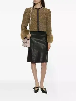 Valentino Garavani Leopard Print Faux Fur Trim Quilted Jacket