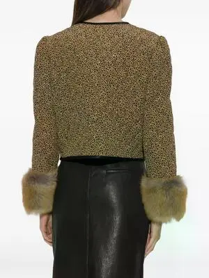 Valentino Garavani Leopard Print Faux Fur Trim Quilted Jacket