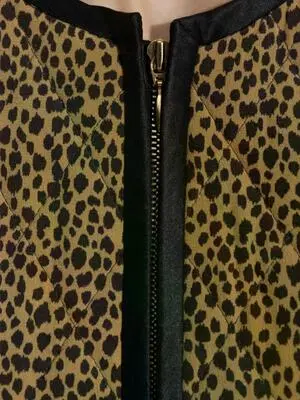 Valentino Garavani Leopard Print Faux Fur Trim Quilted Jacket