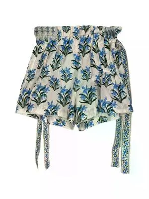 Agua Bendita Floral-print High-waisted Shorts - Neutrals