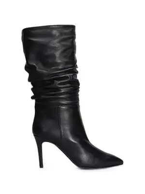 VIA ROMA 15 Ruched Pointed-toe Boots - Black
