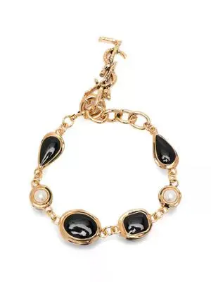Saint Laurent Cabochon-embellished Faux-pearl Bracelet - Gold