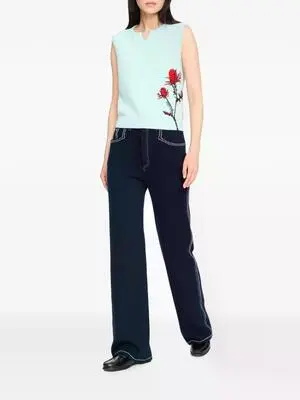 BARRIE Sleeveless V-neck Top - Blue