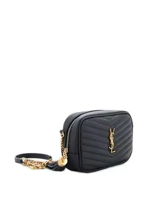 Saint Laurent Matelassé Chevron Leather Mini Camera Bag - Black