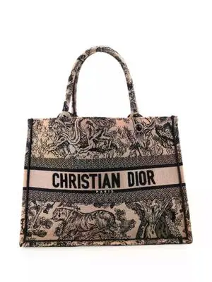Dior Book Embroidered Canvas Medium Tote Bag - Black