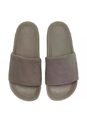 Mcm Ultrasuede Embossed Logo Slides