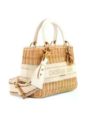 Dior Lady Bag Wicker And Oblique Canvas Medium Tote Bag - Neutrals