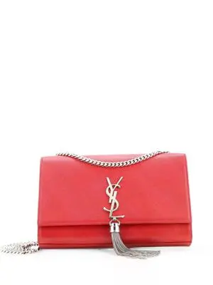 Saint Laurent Classic Monogram Tassel Leather Medium Crossbody Bag - Red