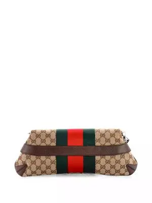 Gucci Horsebit Web Chain Gg Canvas Large Clutch Bag