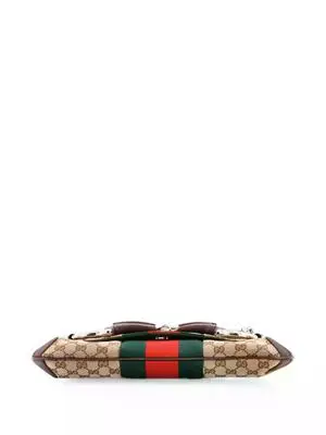Gucci Horsebit Web Chain Gg Canvas Large Clutch Bag