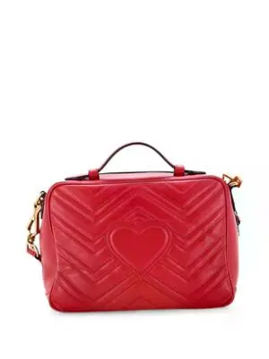 Gucci Gg Marmont Zip Around Camera Bag Matelasse Leather Small Shoulder Bag - Red