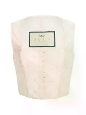 Agua Bendita Cornalina Playa" Eyelet-embroidered Cropped Top
