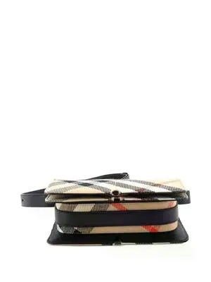 Burberry Check Jacquard Leather Shoulder Bag - Brown