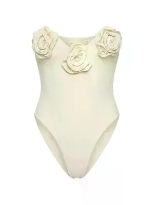 LA REVECHE Esra Flower-appliqué Swimsuit - Neutrals