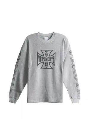 Vetements Big Biker Cross Graphic-print Waffle-knit T-shirt - Grey