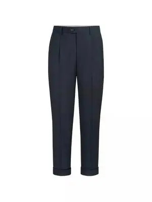 Brunello Cucinelli Super 150s Virgin Wool Batavia Trousers With Pleats - Blue