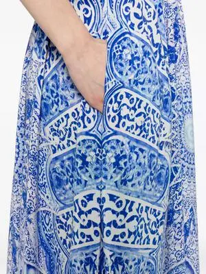 Camilla Graphic-print Ruffled-hem Dress