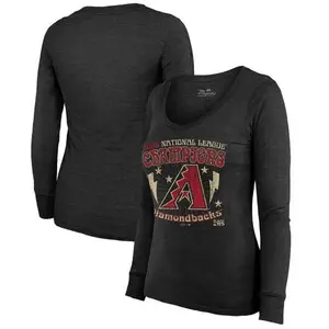MAJESTIC THREADS Arizona Diamondbacks 2023 National League Champions Tour Long Sleeve Tri-blend T-shirt - Black