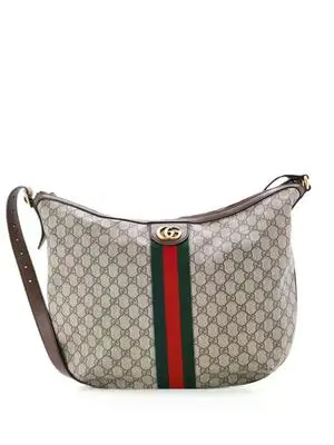Gucci Ophidia Half Moon Gg Coated Canvas Large Hobo Bag - Brown