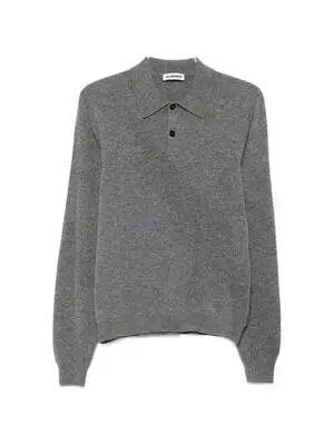 JIL SANDER Long-sleeve Wool Polo Shirt - Grey