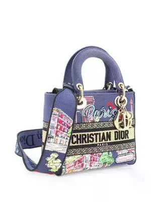 Dior Lady D-lite Bag Embroidered Raffia Medium Satchel