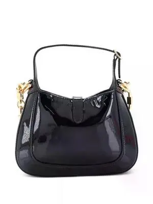 Gucci Jackie 1961 Chain Hobo Patent Mini Shoulder Bag - Black