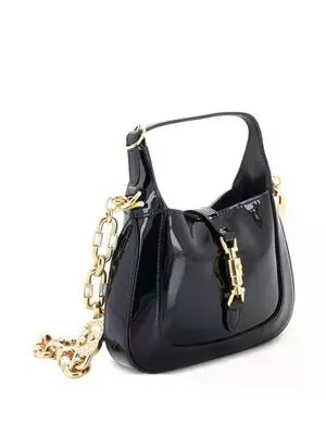 Gucci Jackie 1961 Chain Hobo Patent Mini Shoulder Bag - Black