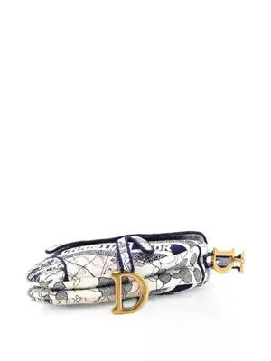 Dior Saddle Bag Logo Embroidered Canvas Medium Shoulder Bag