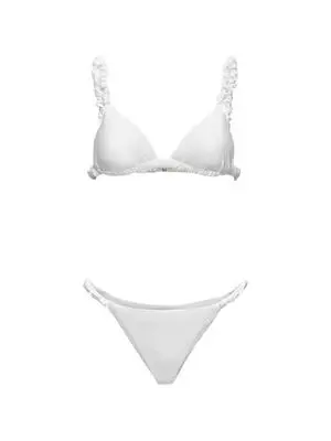 ME FUI Ruffled Triangle Bikini - White