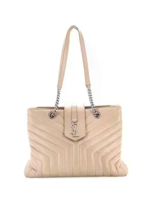 Saint Laurent Loulou Matelasse Chevron Leather Large Tote Bag - Neutrals