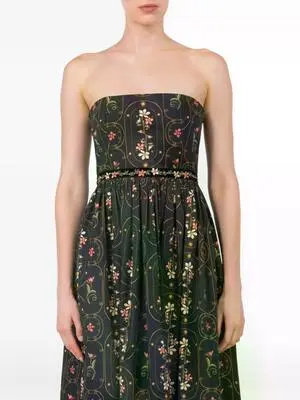 Agua Bendita Floral Embroidery Maxi Dress