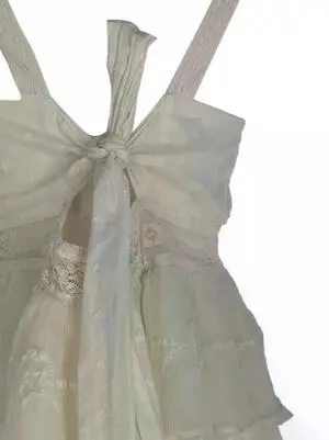LoveShackFancy Tiered Lace V-neck Sleeveless Dress With Rear Tie