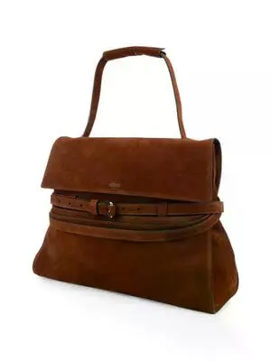 Moschino Buckle-detail Suede Tote Bag - Brown
