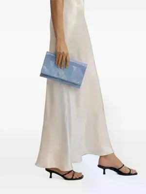 POCHE PARIS Foldover Chain-link Clutch Bag - Blue